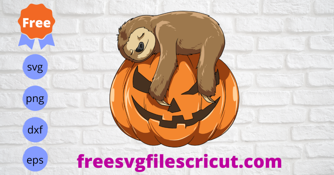 Free Sloth Pumpkin Halloween Svg, Free Halloween Sloth Svg, Free Sloth ...