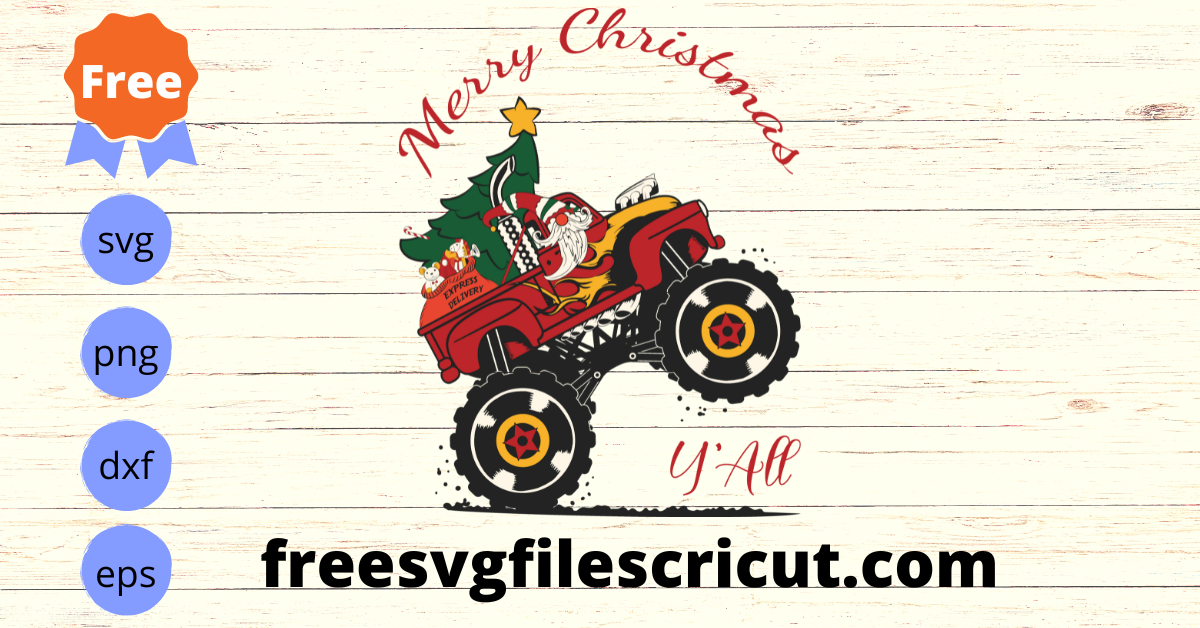 Free Christmas Svg, Santa Riding Monster Truck Svg, Merry Christmas Svg ...