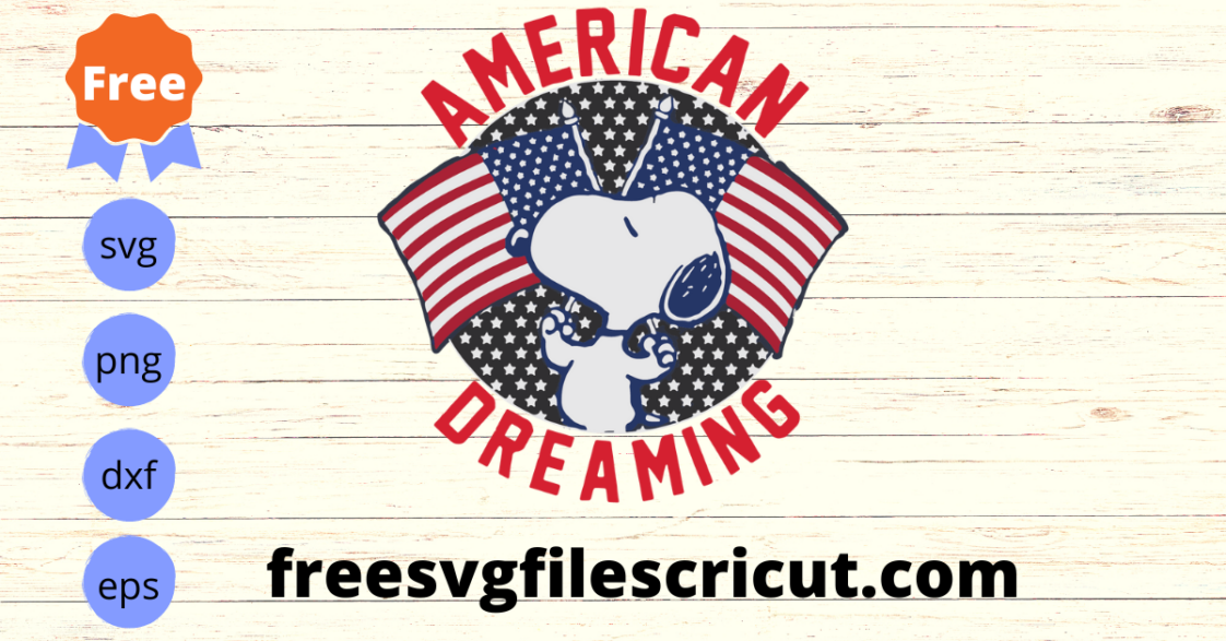 American Dreaming Flag Peanuts Snoopy - free svg files for cricut