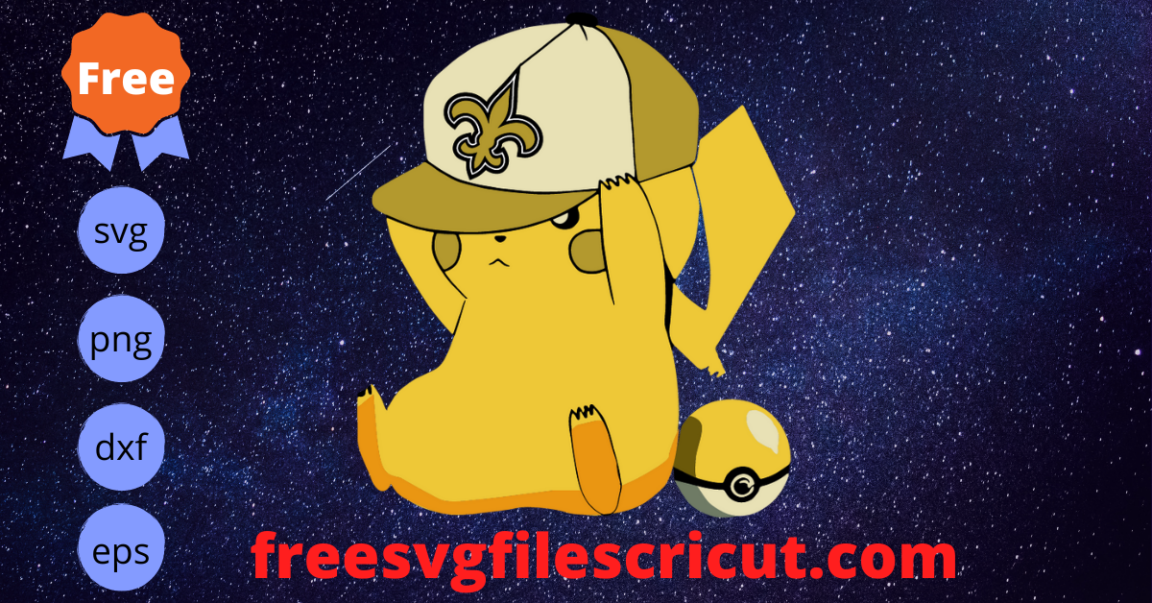 Free Saints Pikachu Pokemon Svg, Free Cartoon Svg, Free Pikachu Svg ...
