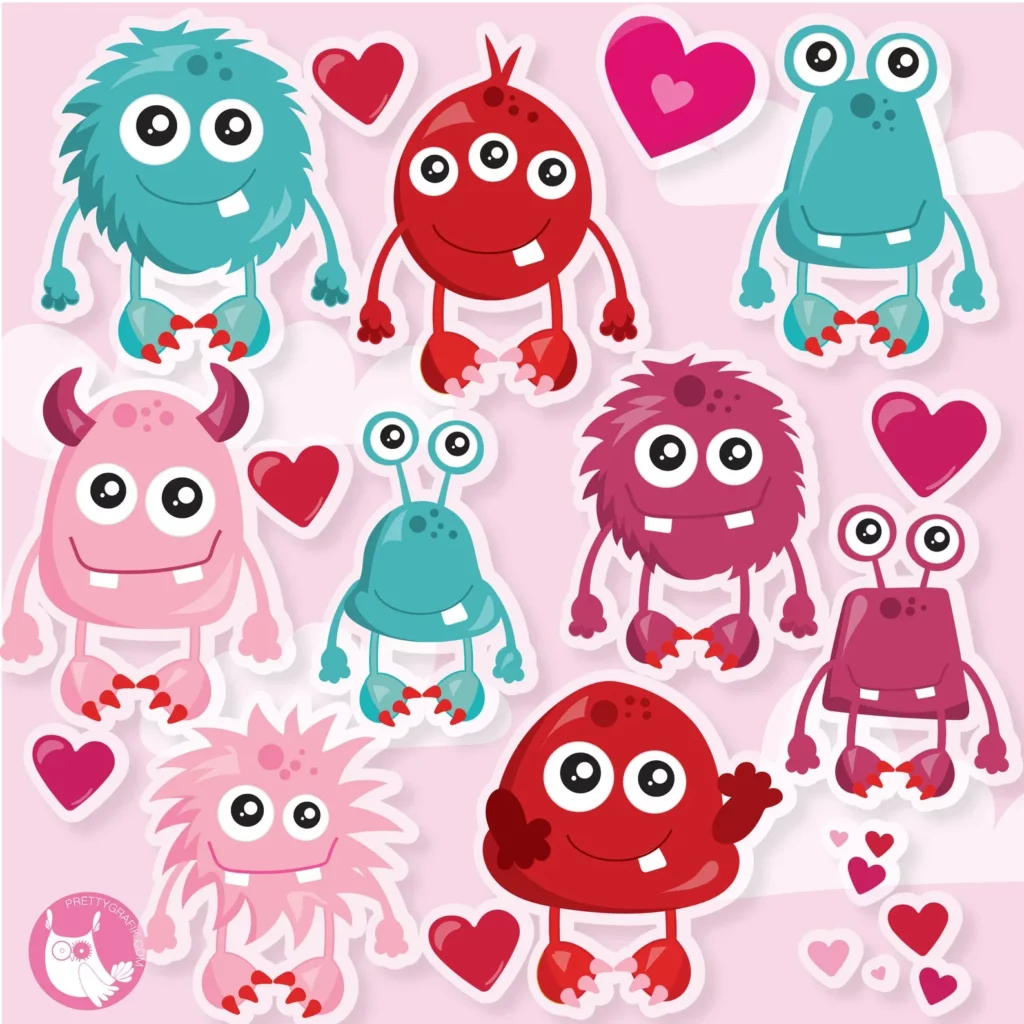 Valentine Monster Bundle Png - free svg files for cricut