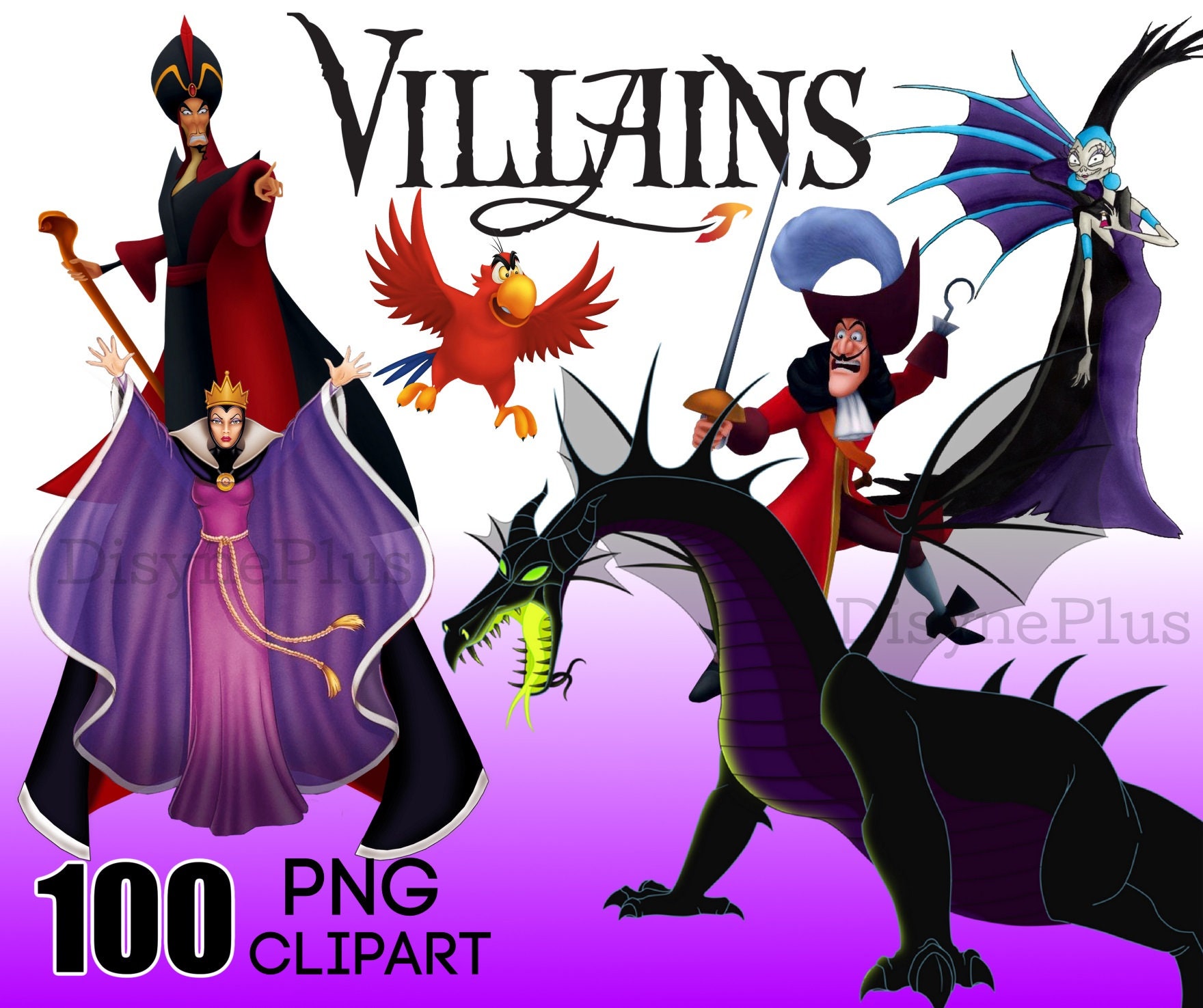 100 Disney Villains png bundle - free svg files for cricut
