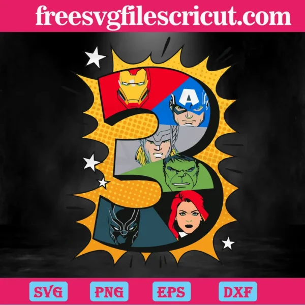 Avengers 3Rd Birthday, Svg Png Dxf Eps Cricut - free svg files for cricut