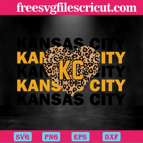 Kansas City Chiefs Football Leopard Cheetah Heart, Svg Png Dxf Eps ...
