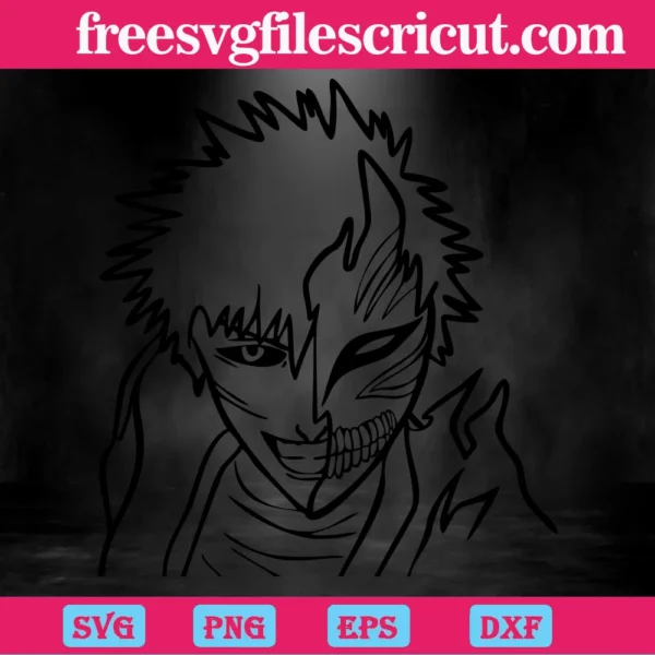 Ichigo Kurosaki In A Mask Bleach Black And White, Svg Png Dxf Eps ...