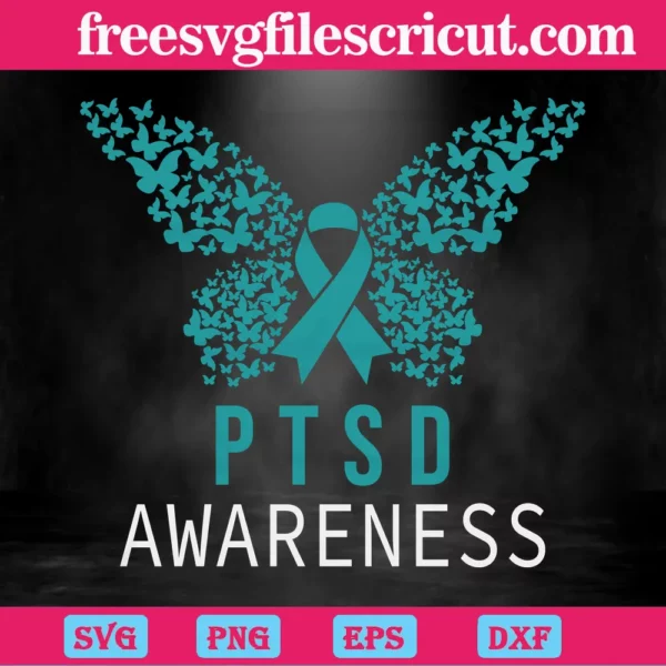 Butterfly Ptsd Awareness Teal Ribbon, Svg Files For Crafting And Diy ...
