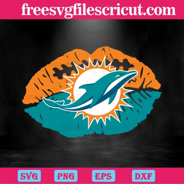 Miami Dolphins Nfl Lips, Svg Png Dxf Eps Cricut Silhouette - free svg ...