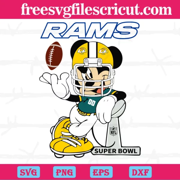 Mickey Mouse Los Angeles Rams, Layered Svg Files - free svg files for ...