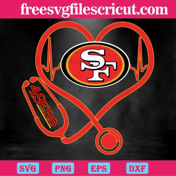 San Francisco 49Ers Heart Stethoscope, Svg Png Dxf Eps Digital Files ...