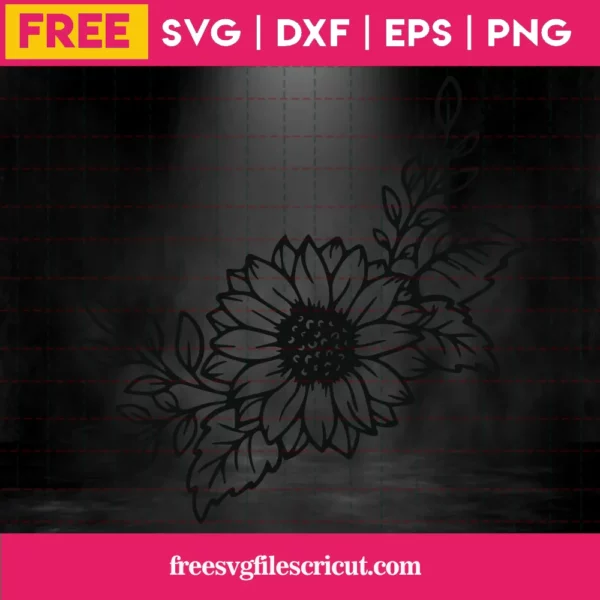 Realistic Sunflower With Leaves, Craft Svg Free - free svg files for cricut