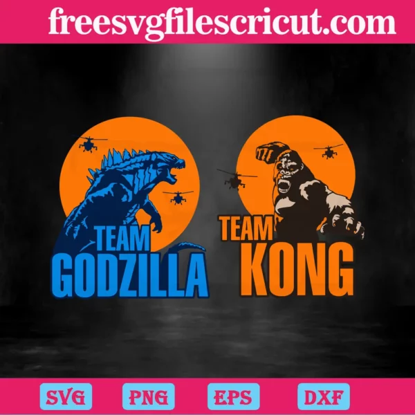Team Godzilla Team Kong, Svg Png Dxf Eps - free svg files for cricut