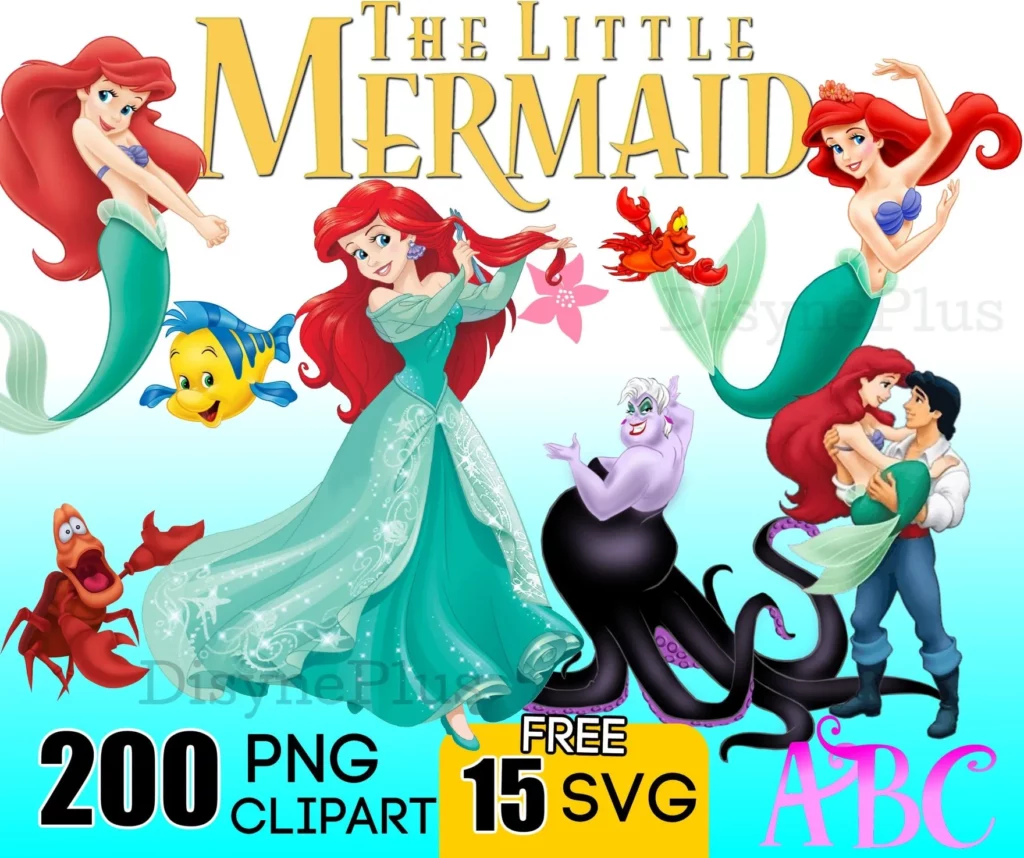 200 bundle The Little Mermaid - free svg files for cricut
