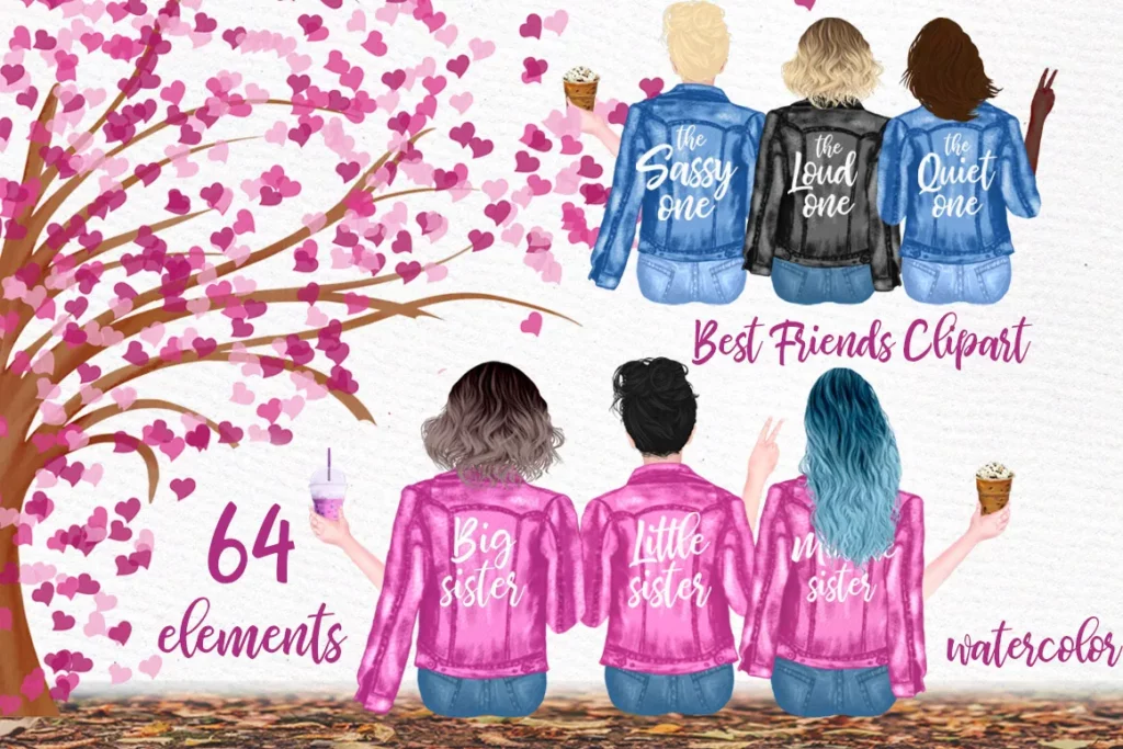 Best Friends Watercolor Clipart Png - free svg files for cricut