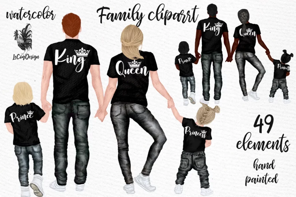 Family Clipart Parents With Kids Graphic Png - free svg files for cricut