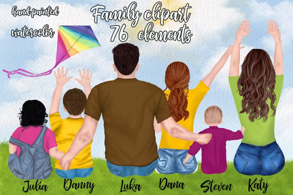 Hand Painted Family Clipart Png - free svg files for cricut