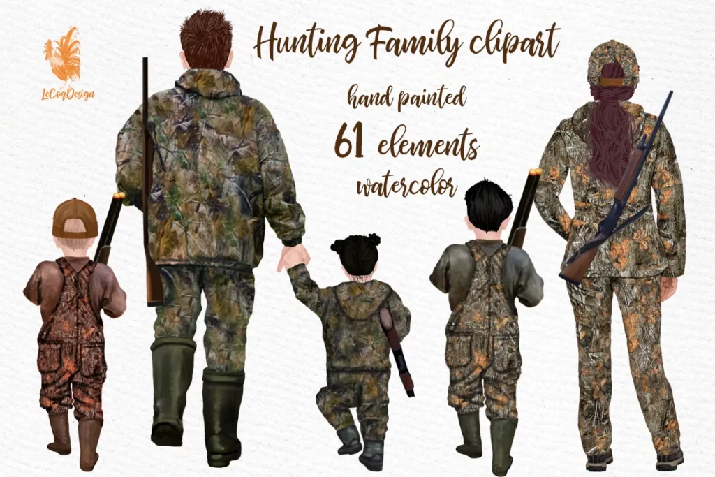 Hunting Family Clipart Png - free svg files for cricut