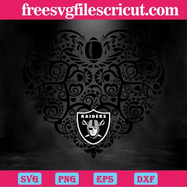 Las Vegas Raiders Football Heart, Vector Files - free svg files for cricut