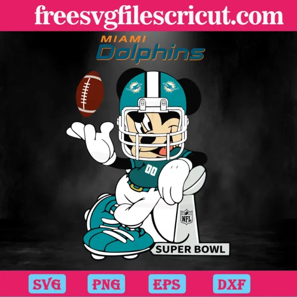 Mickey Mouse Miami Dolphin, Laser Cut Svg Files - free svg files for cricut