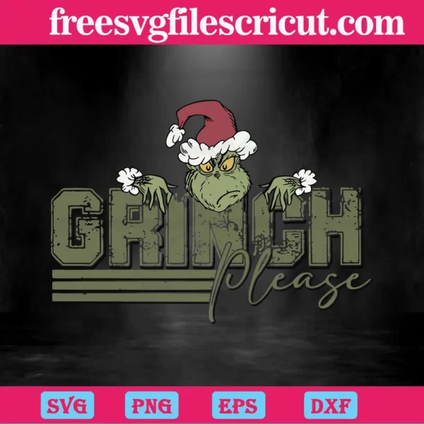Vintage Grinch Please Santa Hat, Svg Png Dxf Eps Cricut Silhouette - free svg files for cricut