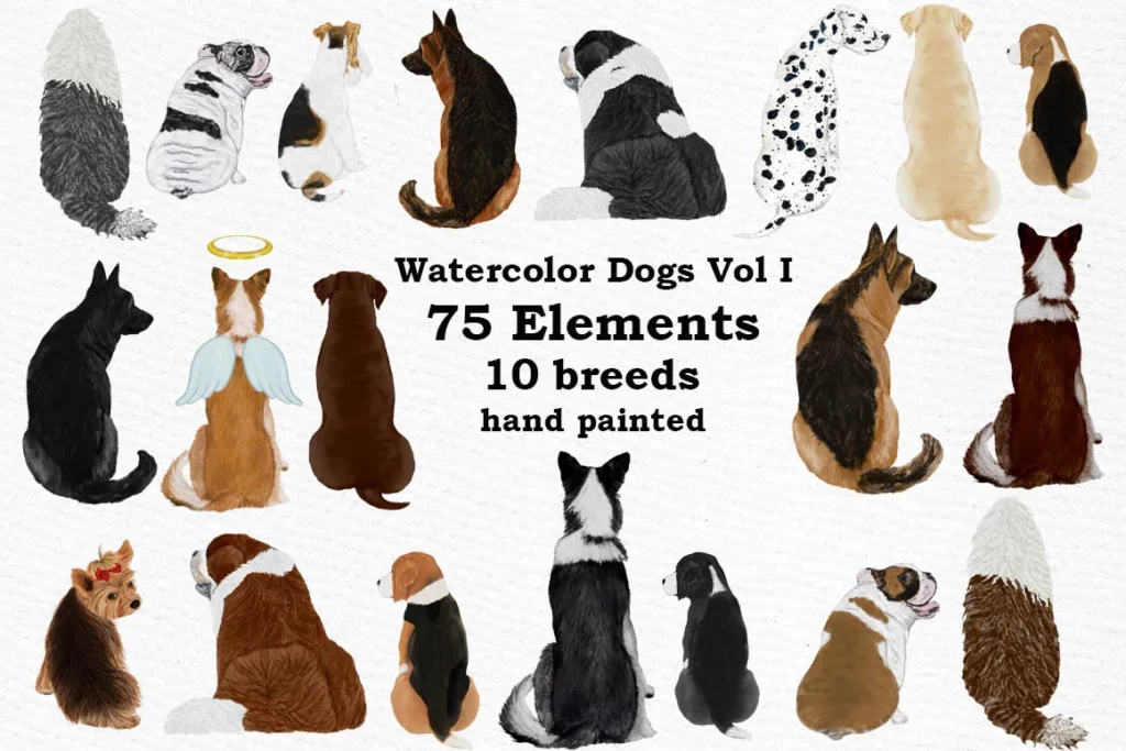 Watercolor Dog Clipart Png - free svg files for cricut